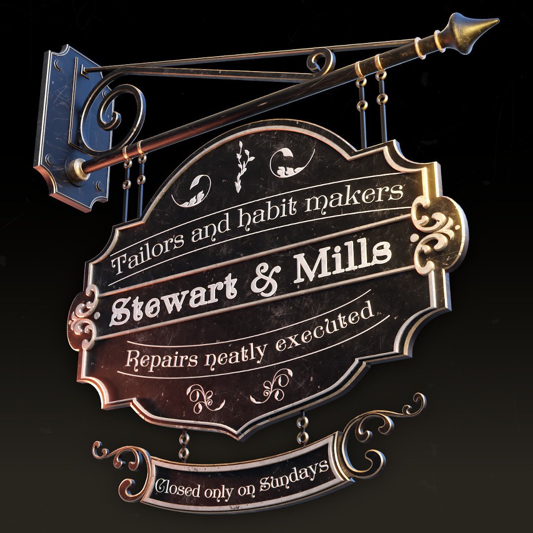 Vintage Victorian Wall Sign 001 | FREE Signs models | BlenderKit