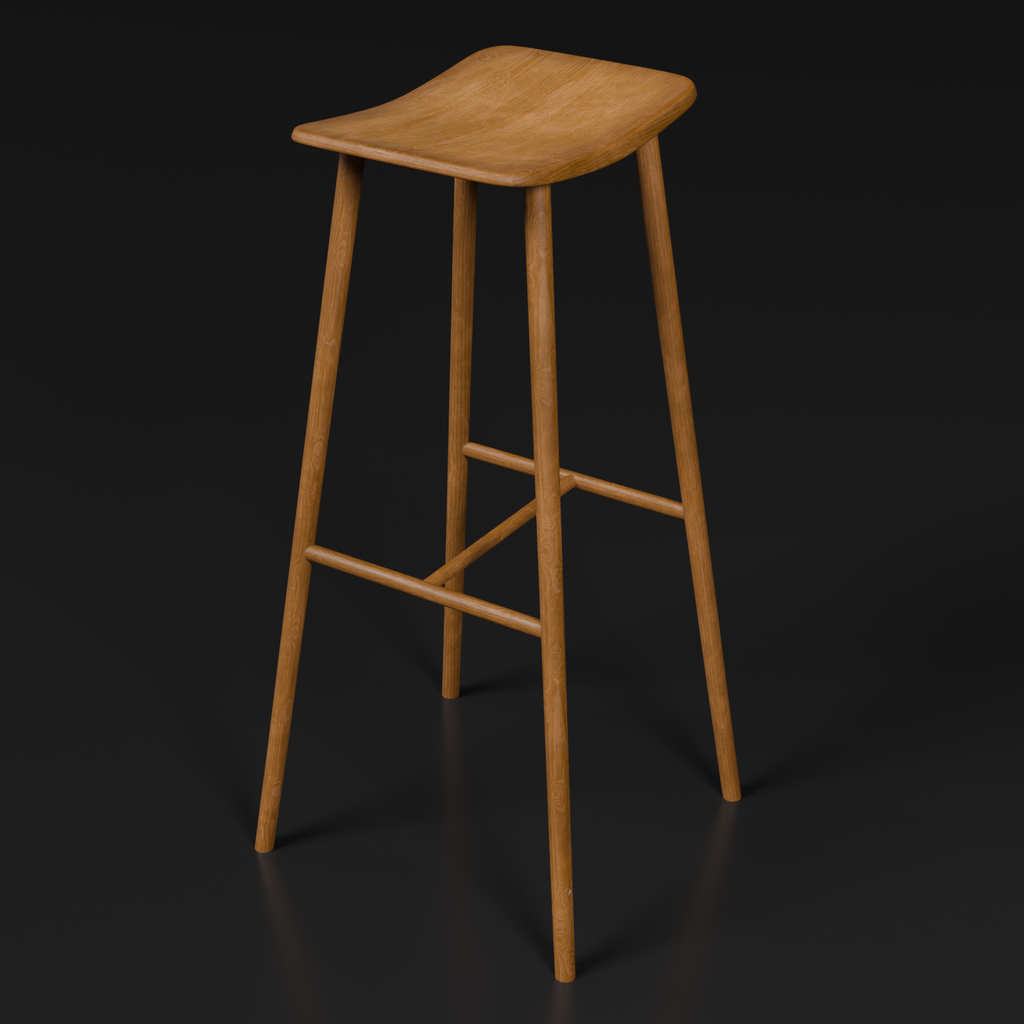 Wooden Counter Stool | Bar chairs models | BlenderKit