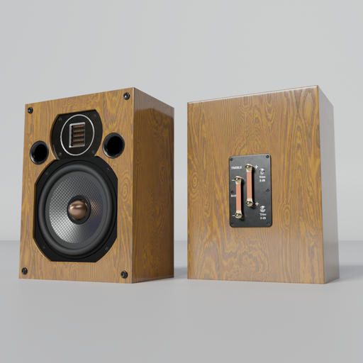 BlenderKit | Download the Hi Fi Audio Monitor 7 inch beige wood model