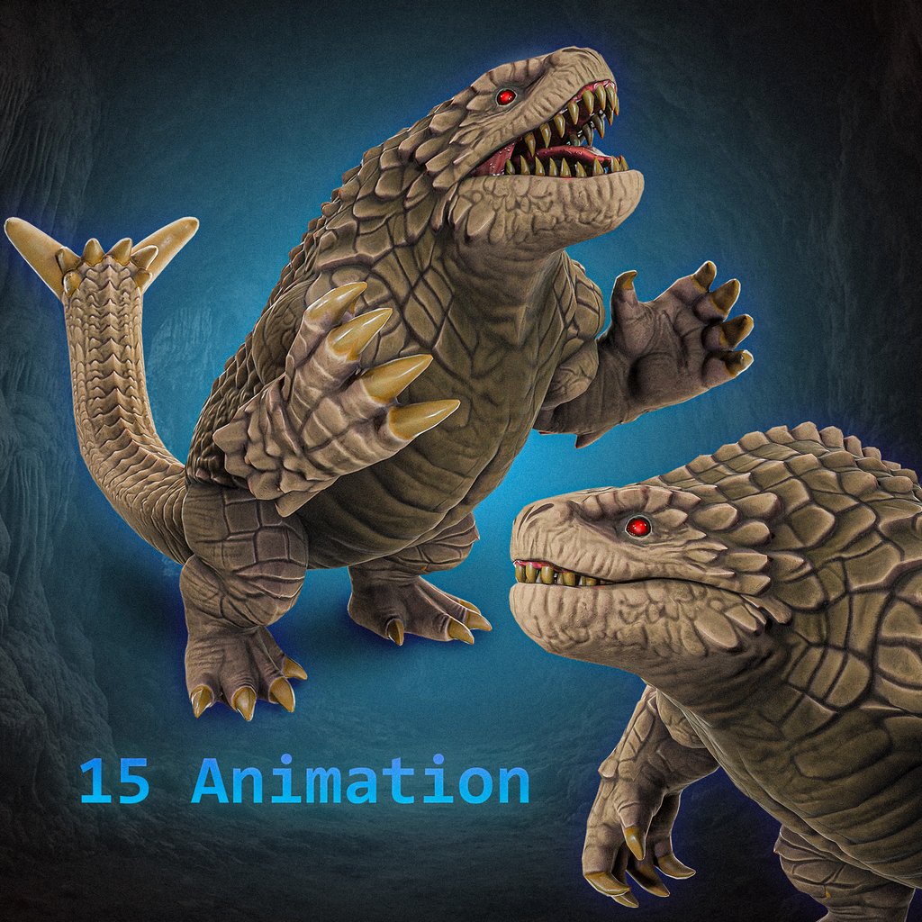 BlenderKit | Download the Rock Lizard Creature-Rigged-Animated model
