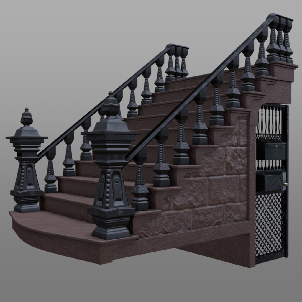 Brownstone Stoop | FREE Stairs models | BlenderKit