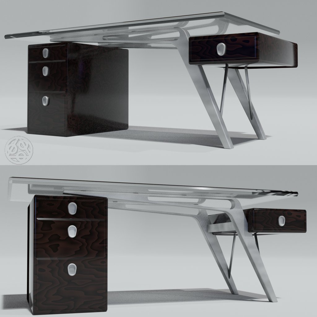 Jetson Glass Top Desk - by DJH | FREE Desks models | BlenderKit