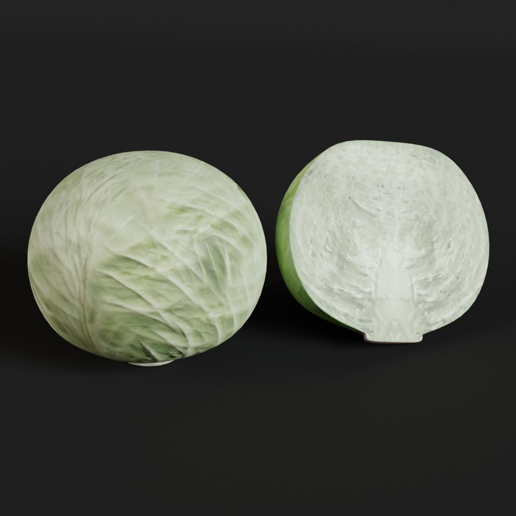 Green cabbage set | Fruit & Vegetables models | BlenderKit