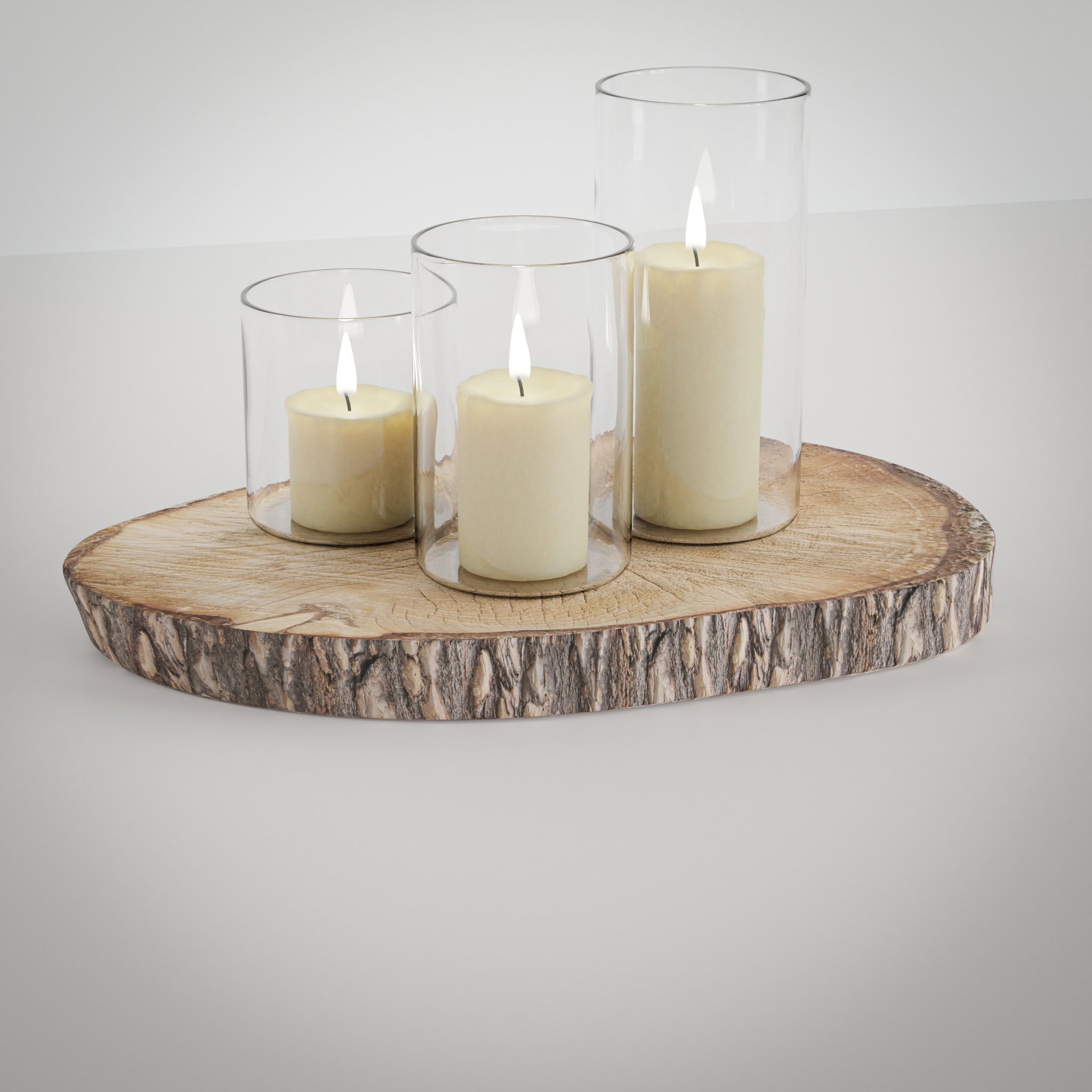 Wooden tree disc with candles deco element | Decoration Sets models ...