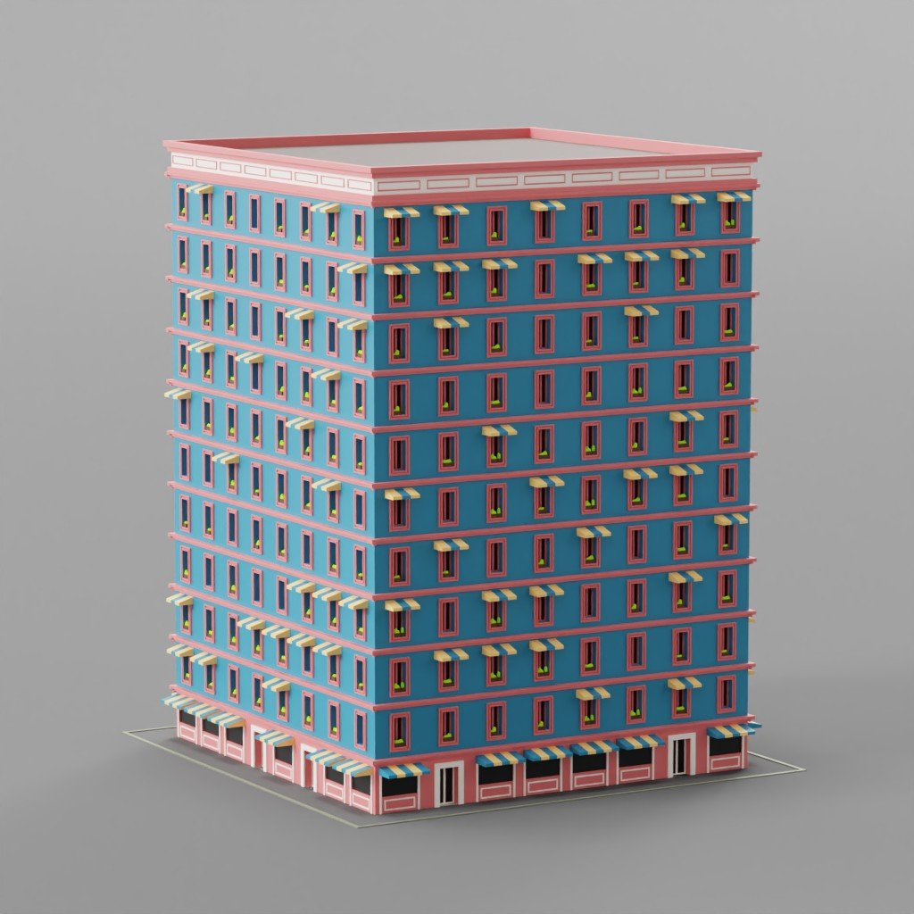 Procedural building | FREE Commercial Buildings models | BlenderKit