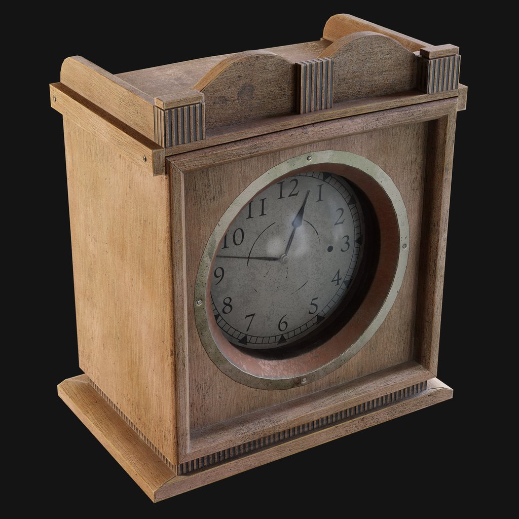 Antique Rustic Mantel Clock | FREE Clocks models | BlenderKit