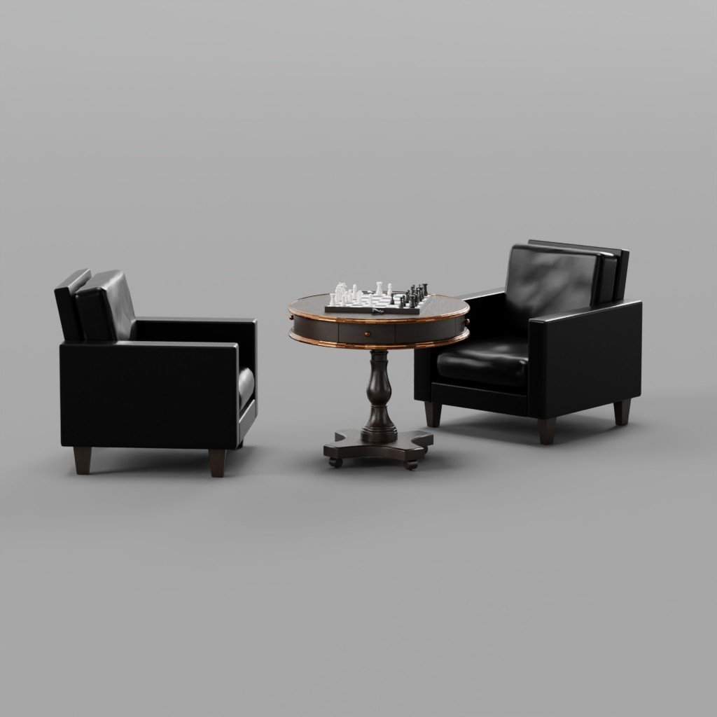 Classic Chess Lounge Set | FREE Chair-table Sets models | BlenderKit