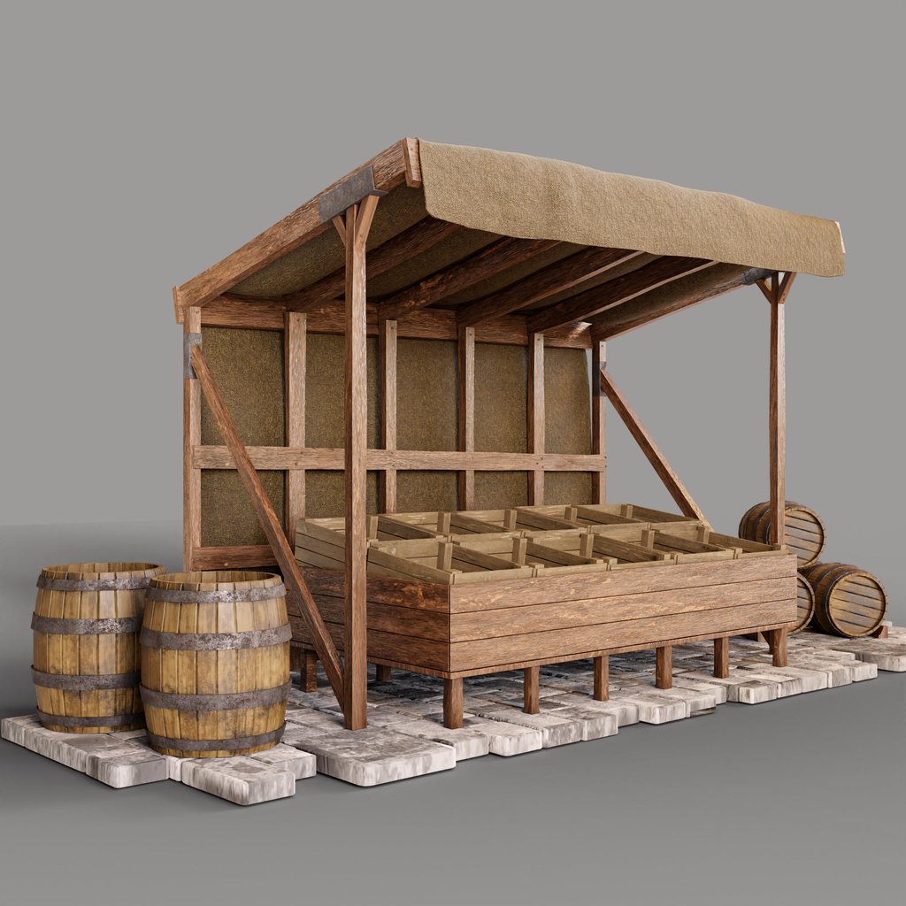 Medieval Market Stall | Historic Buildings models | BlenderKit