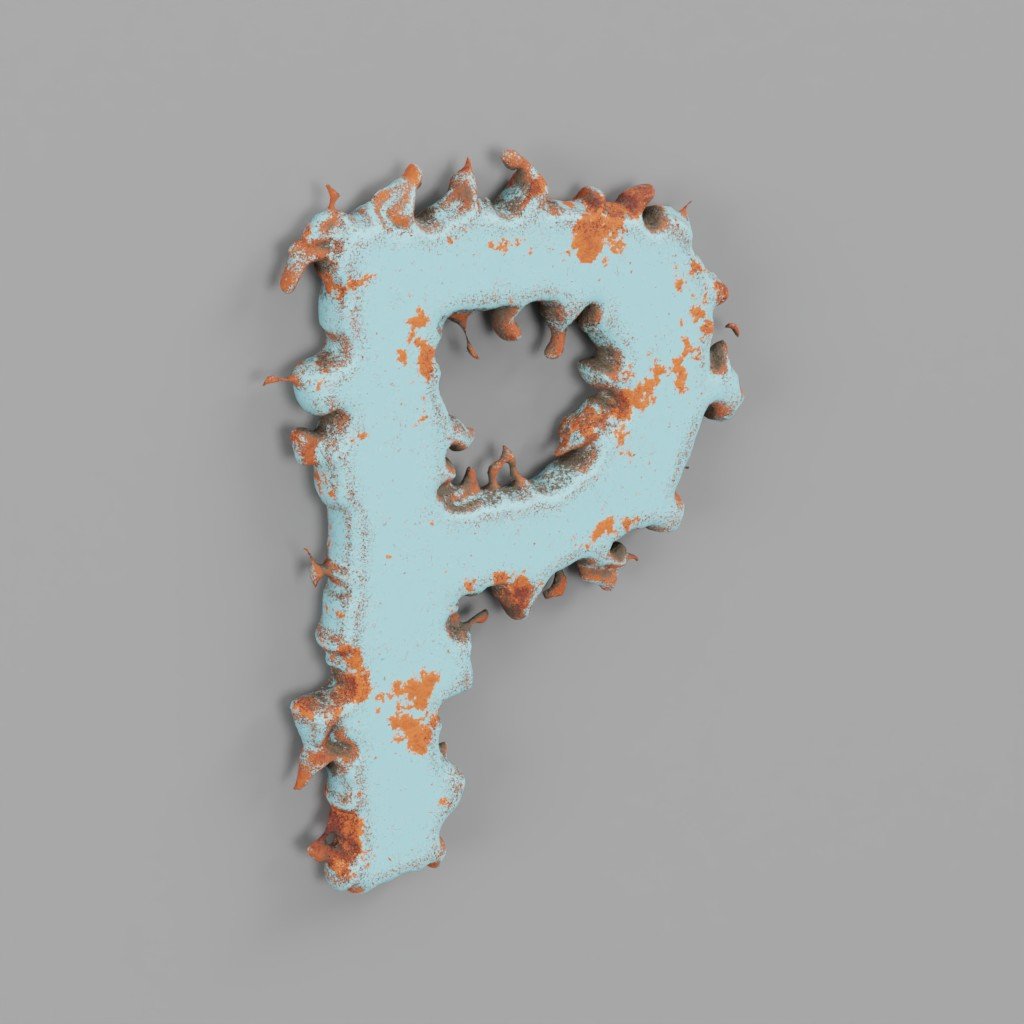 Rough metal Letter P | Interior Sculptures models | BlenderKit