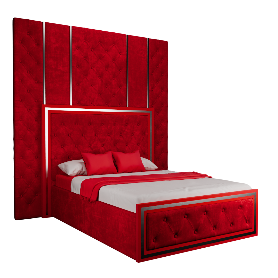 Red capitone bed 05 | Beds models | BlenderKit