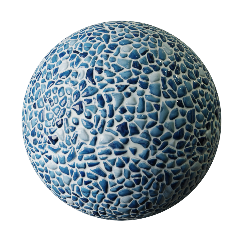 Cobalt Sea Pebble Glass Mosaic | FREE ceramic materials | BlenderKit