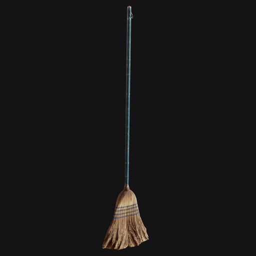 Blue Household Straw Broom | Interior Decorations models | BlenderKit