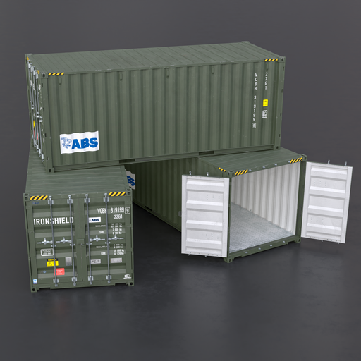 20ft Cargo Container(Green military) | Containers models | BlenderKit