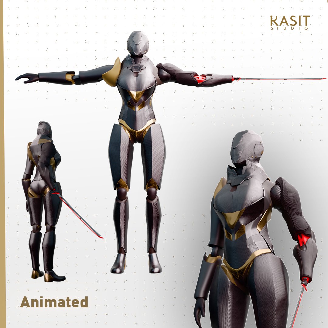 Girl EXO Armor+Arm V3 animated | Sci-Fi Characters models | BlenderKit