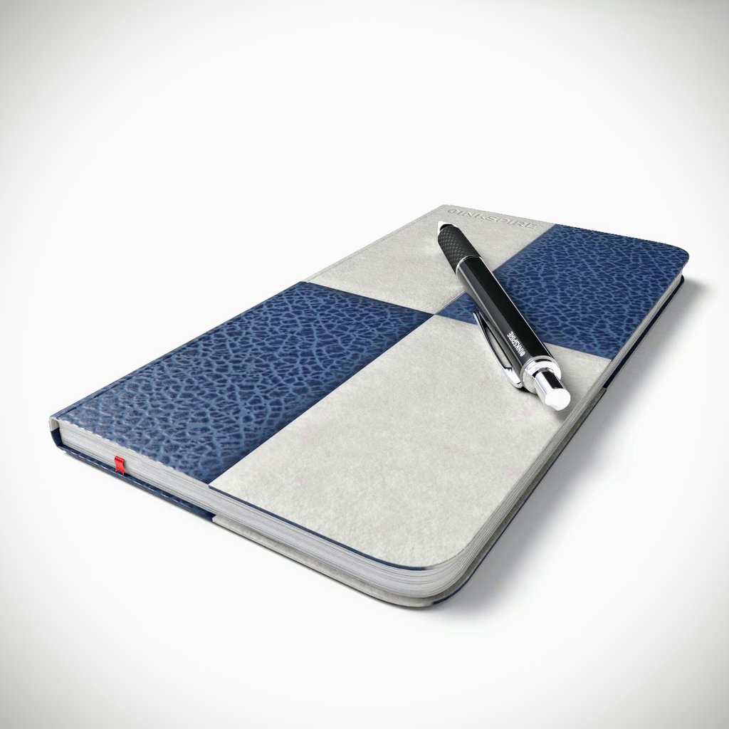 Notebook checker leather and Pen | Books models | BlenderKit
