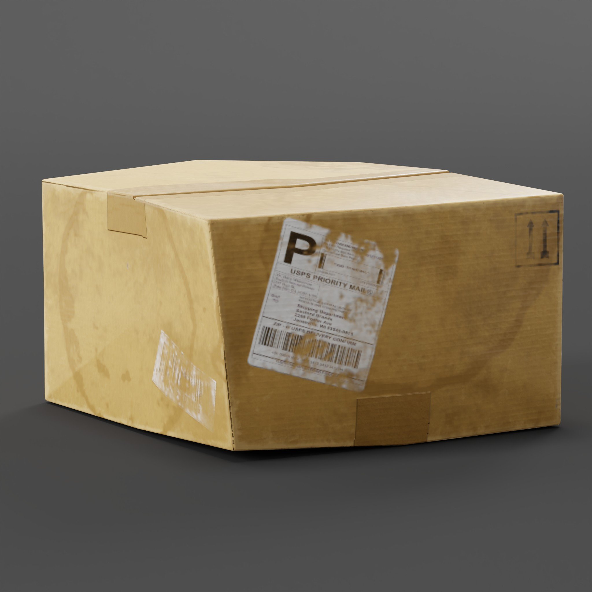 Dirty Flat Cardboard Box Closed | Miscellaneous models | BlenderKit