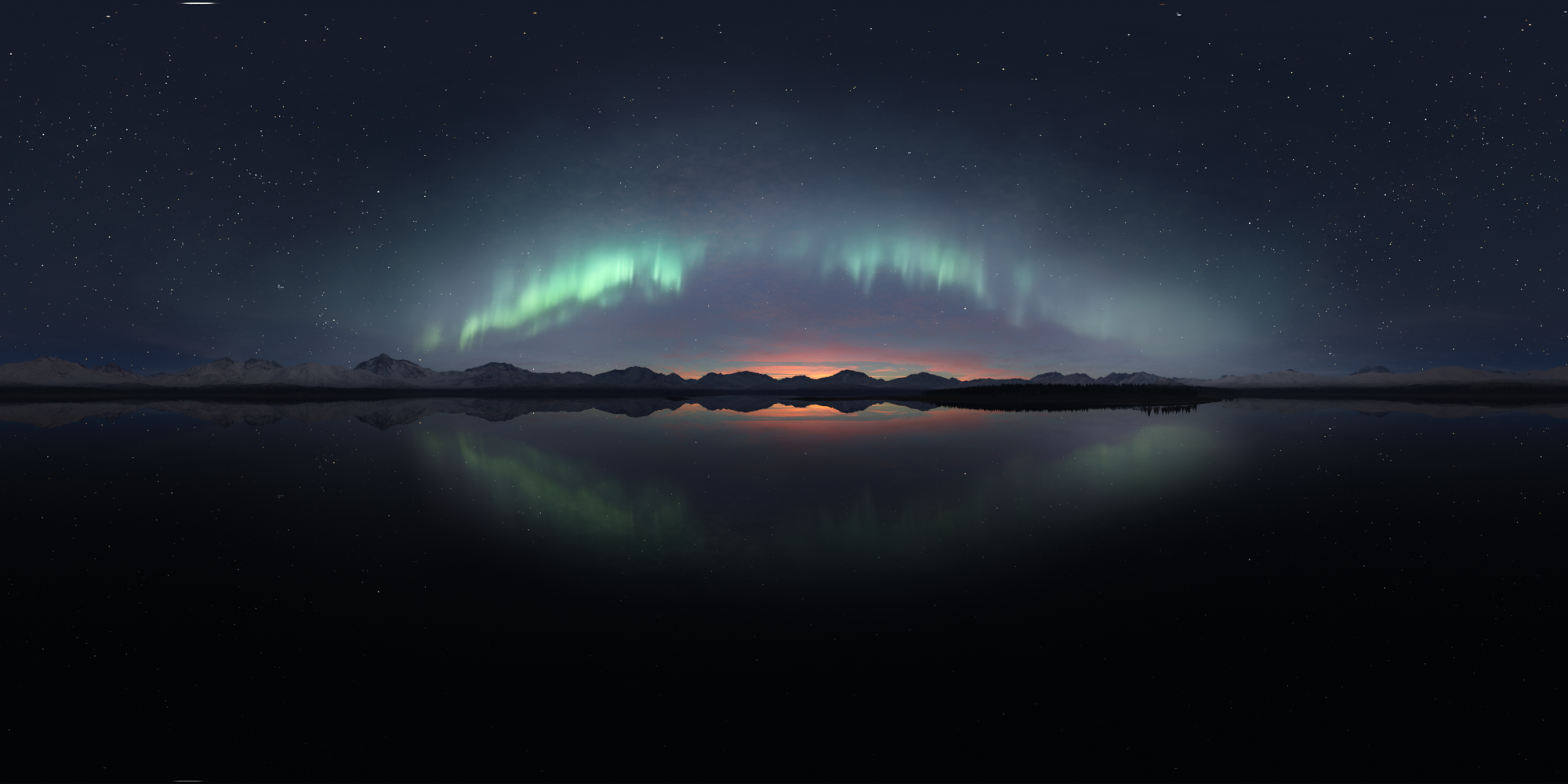 Mountain Lake with Northern Lights | Nature HDRis | BlenderKit