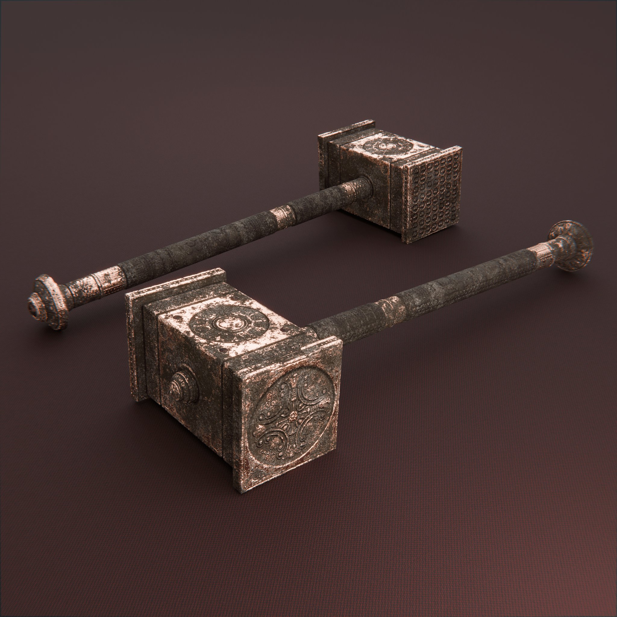 Copper Ceremonial Mace Dirty | FREE Weapons & Armors models | BlenderKit