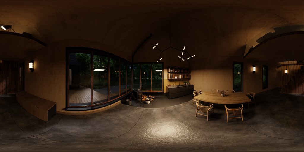 Forrest Cabine Night Interior | Indoor HDRis | BlenderKit