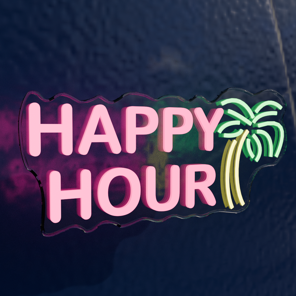 Happy Hour Neon Sign | FREE Wall Light models | BlenderKit