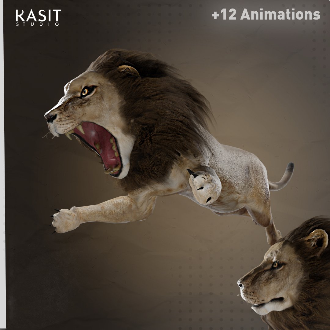 Lion Animated Rigged (Male) | Mammals models | BlenderKit