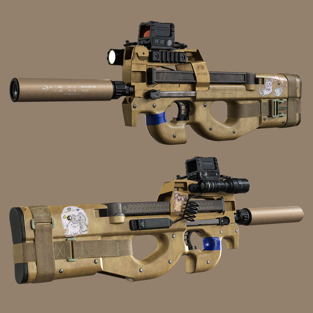 FN P90 Flat Dark Earth (FDE) | Modern Weapons models | BlenderKit