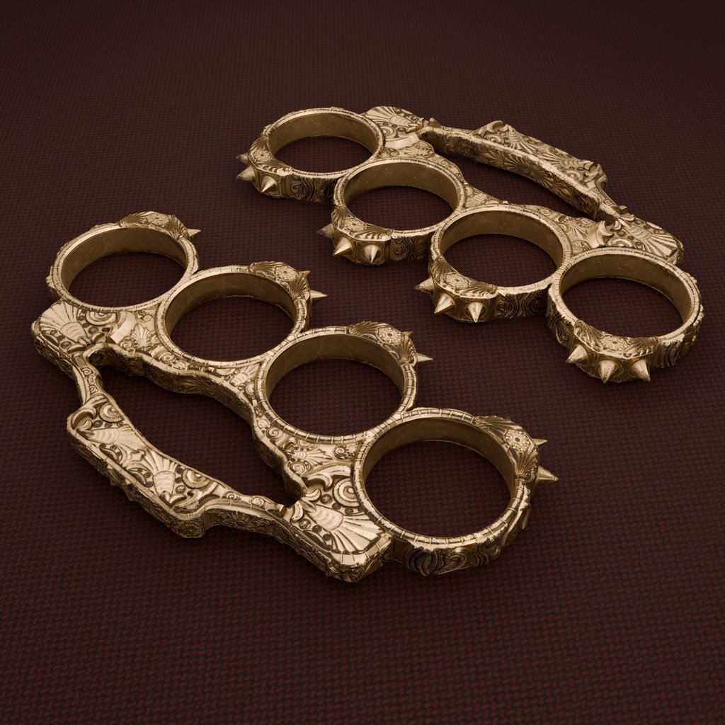 Gold Spiked Knuckles | FREE Weapons & Armors models | BlenderKit