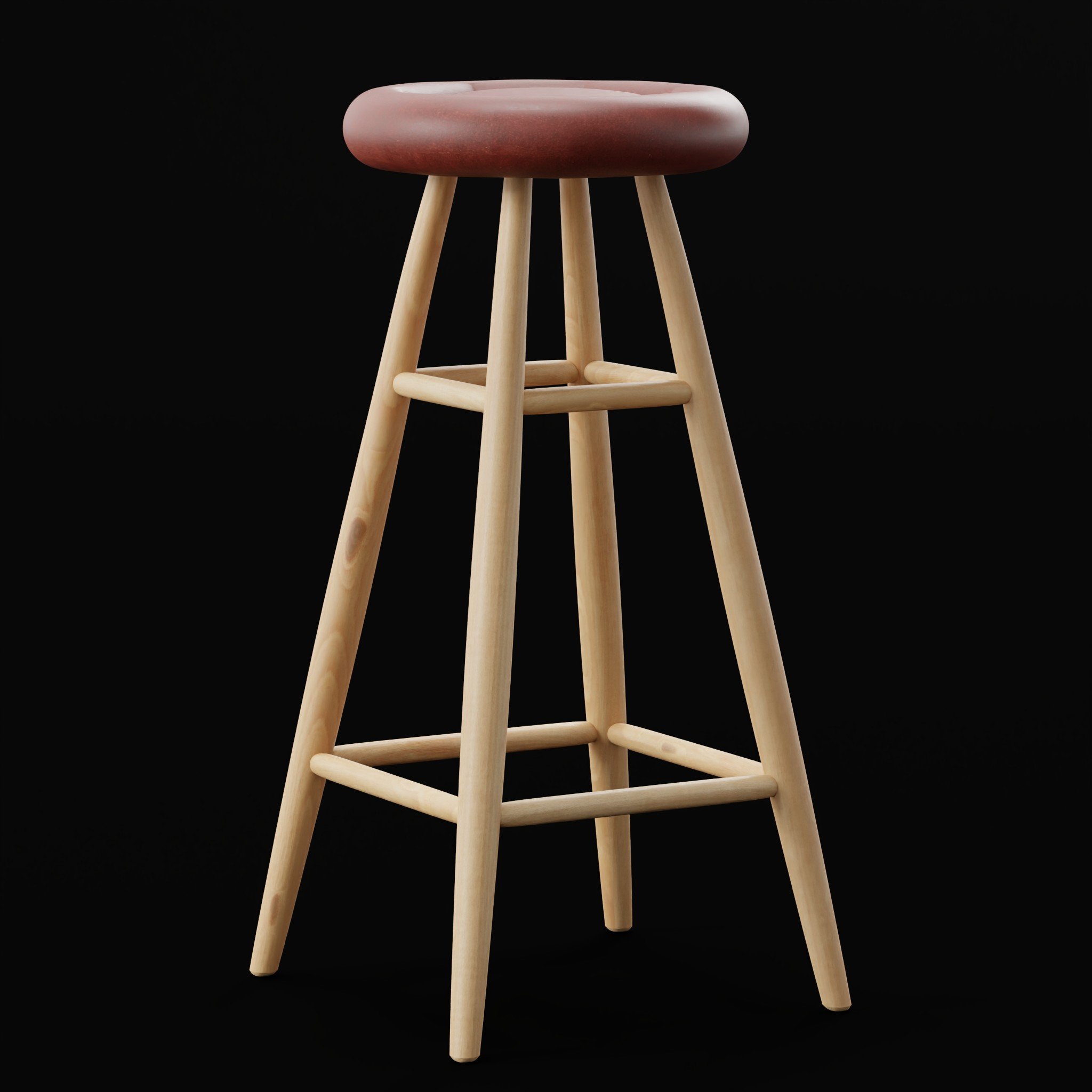 Circular Retro Bar Stool | Bar chairs models | BlenderKit