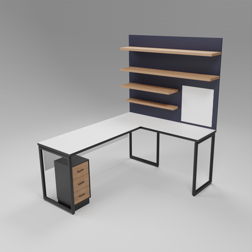 Office desk and shelves | Desks models | BlenderKit