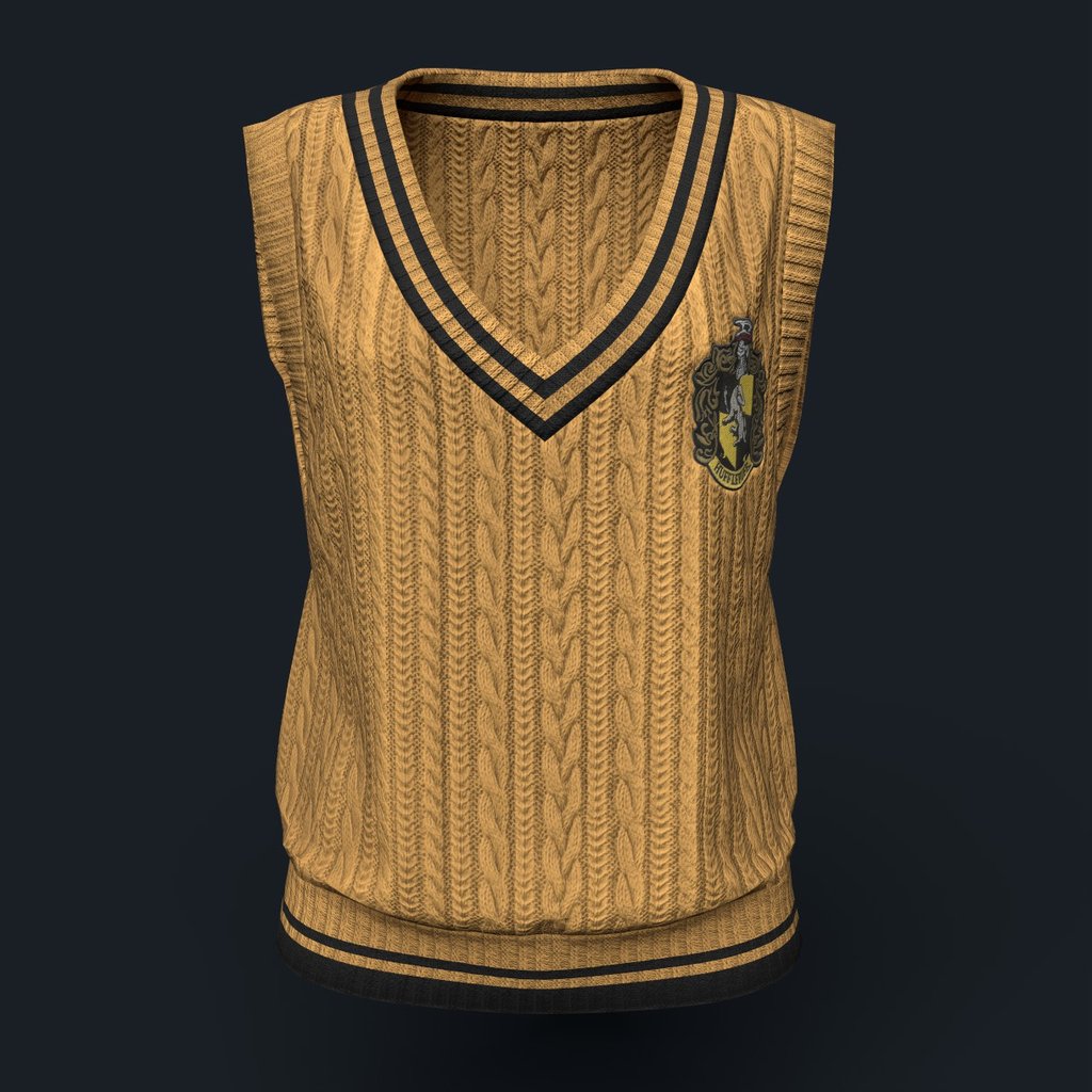 Women's Hufflepuff Cableknit Vest | Women Clothing models | BlenderKit