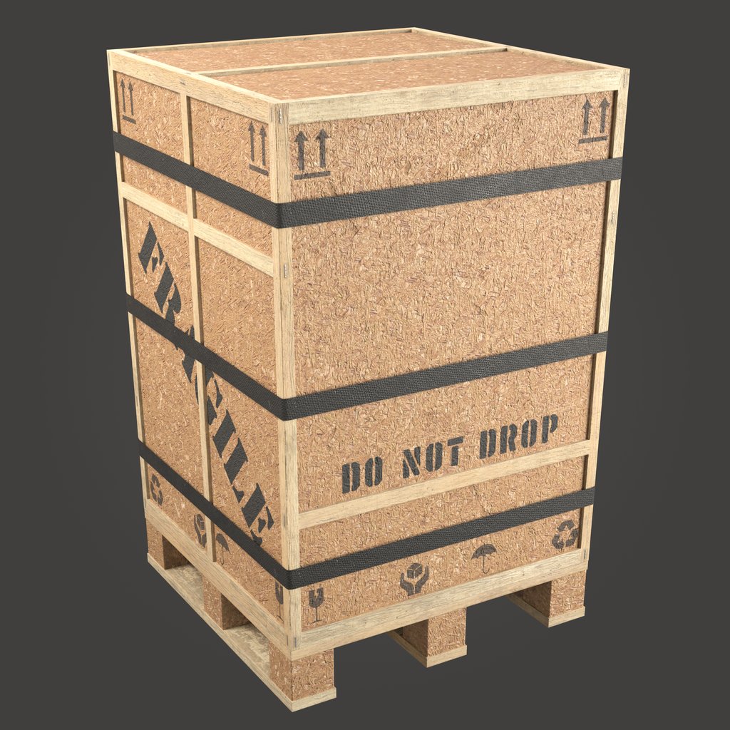 Chipboard cargo box | Containers models | BlenderKit