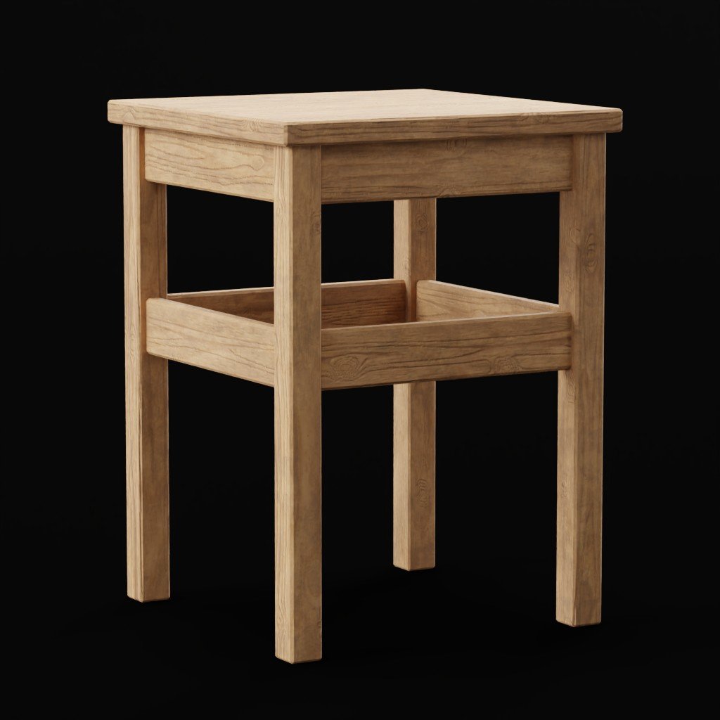 Wooden stool | Sitting Chairs models | BlenderKit
