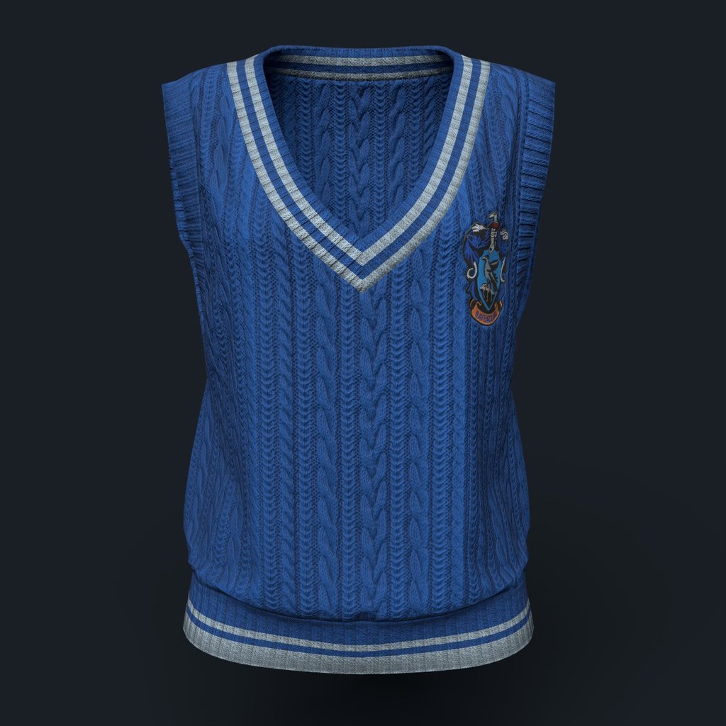 Women's Ravenclaw Cableknit Vest | Women Clothing models | BlenderKit