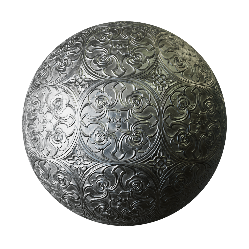 Rose Engraved Silver | FREE metal materials | BlenderKit
