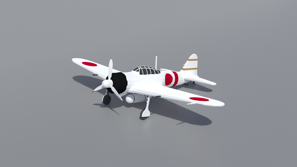 Low Poly Mitsubishi A6M Zero | Military Aircraft models | BlenderKit