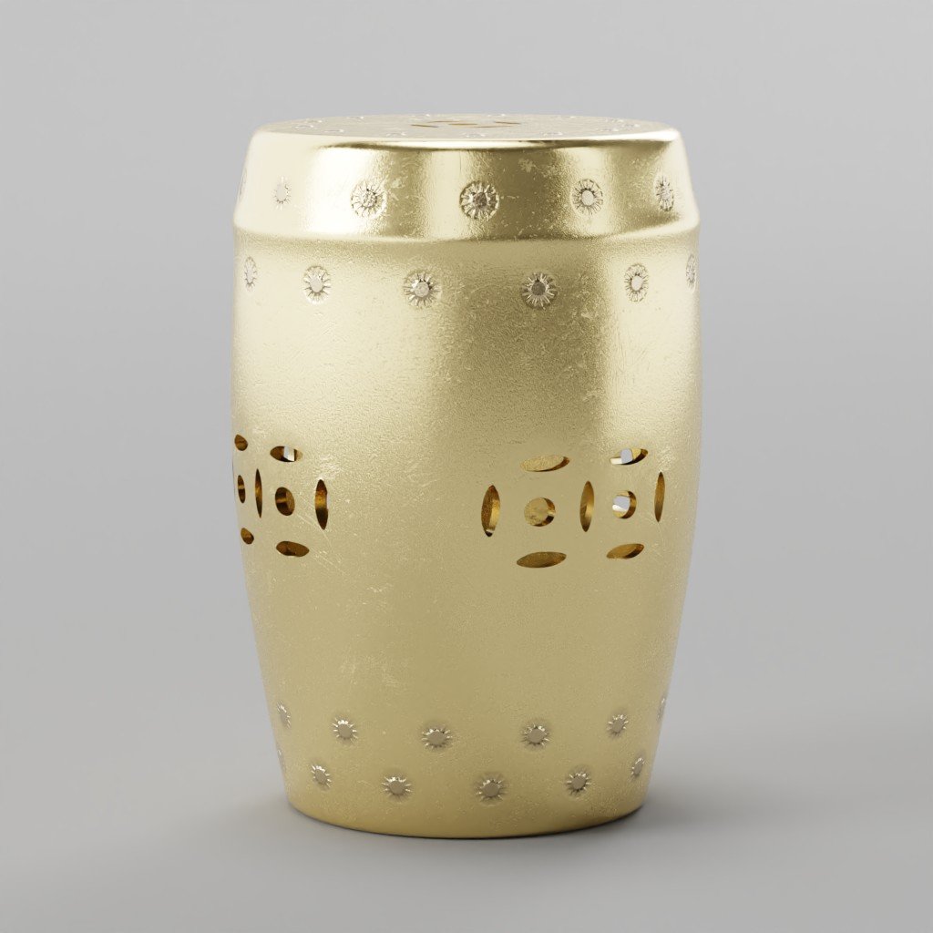 Decorative Gold Stool | Poufs models | BlenderKit