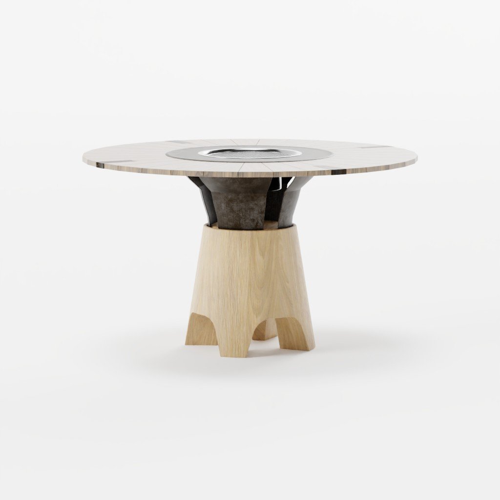 Round wood grill table | Tables models | BlenderKit