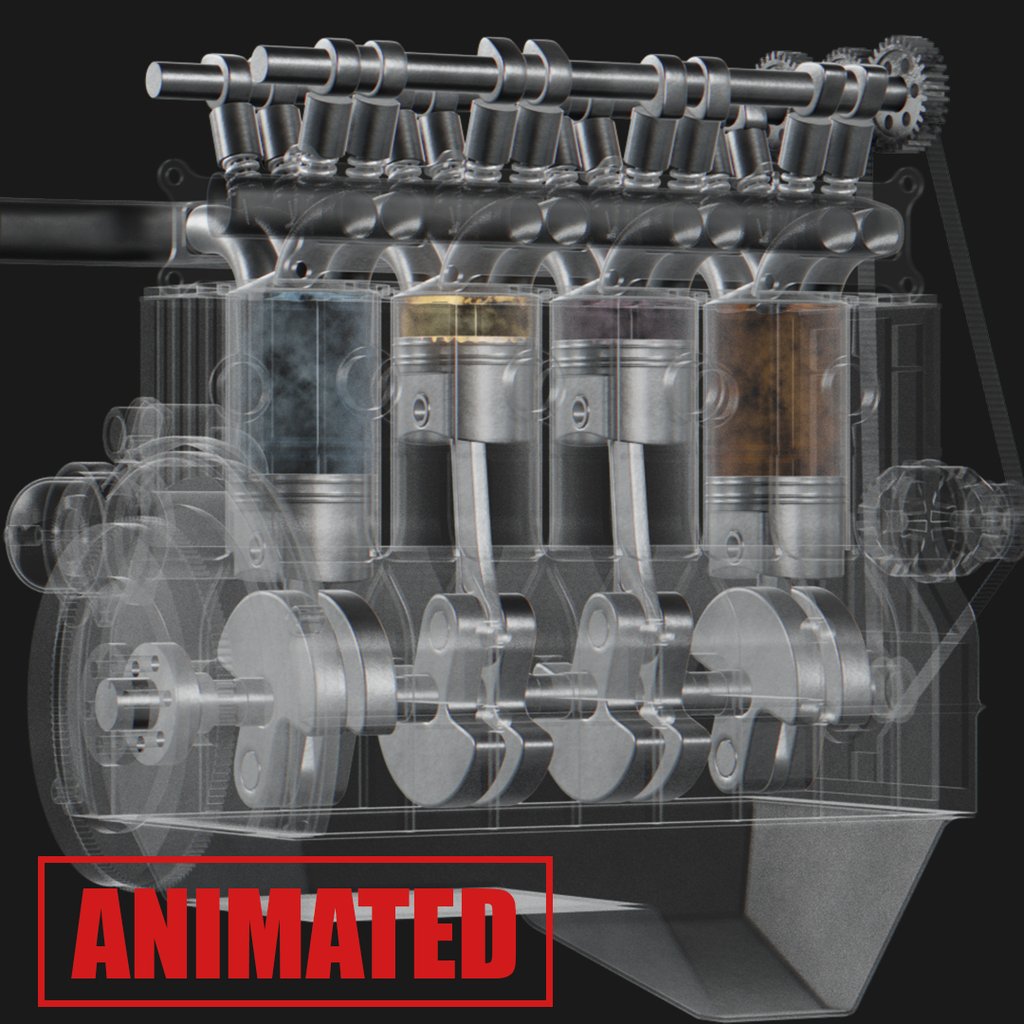 BlenderKit | Download the Car Engine ANIMATED model