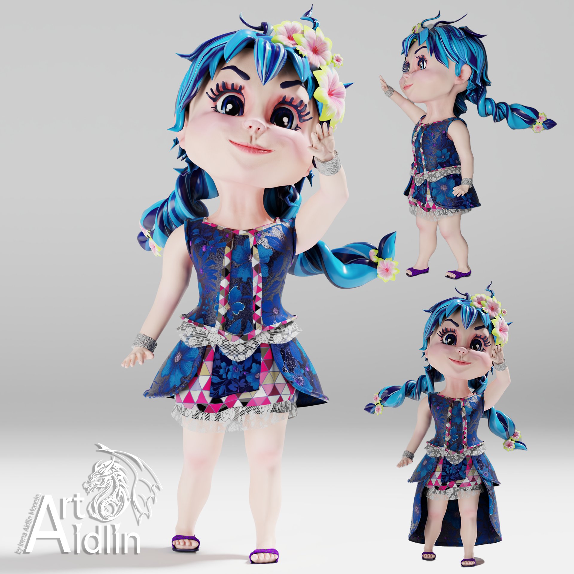 Stylized baby girl | FREE Children models | BlenderKit