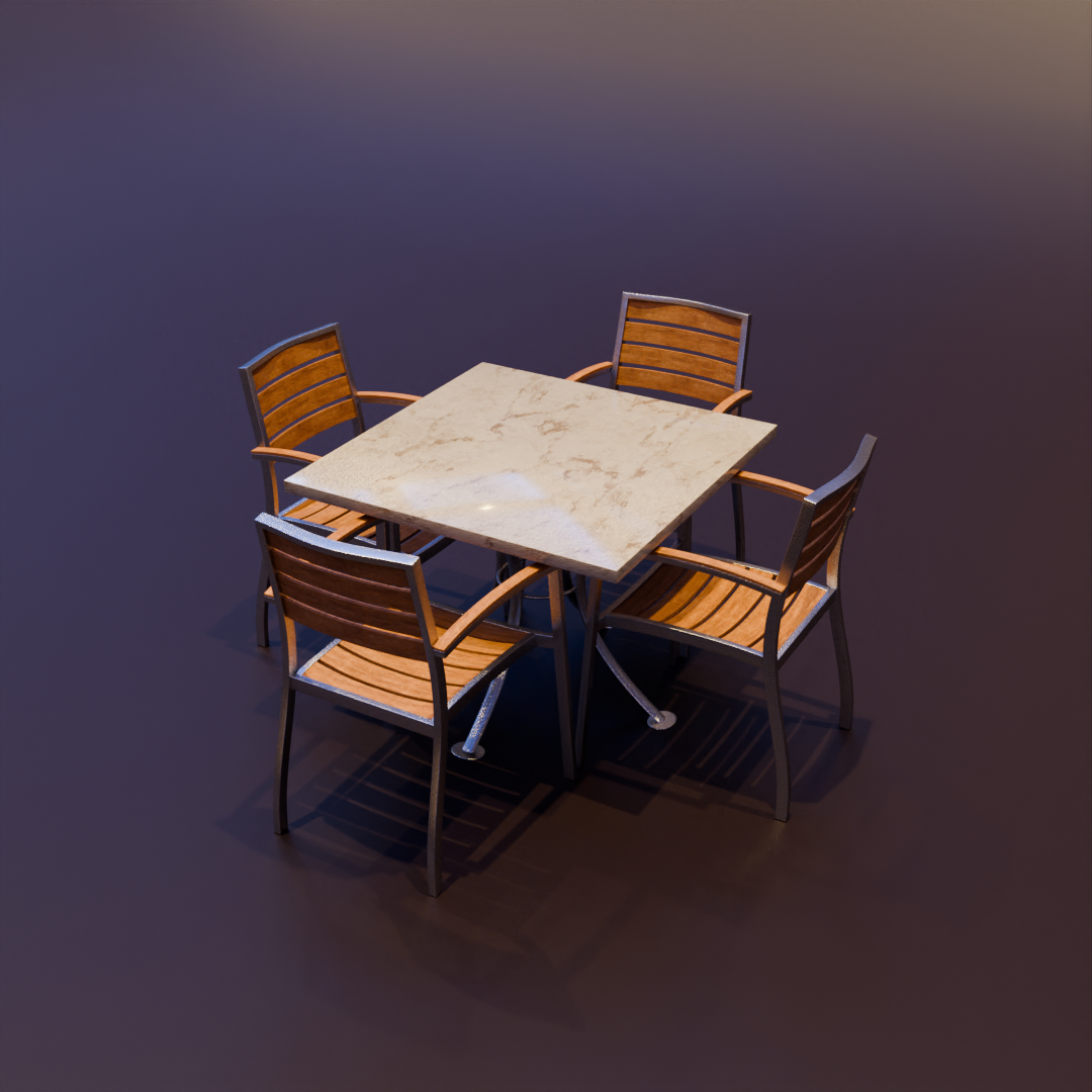 Restaurant patio furniture 02 | 3D Chair-table Set models | BlenderKit