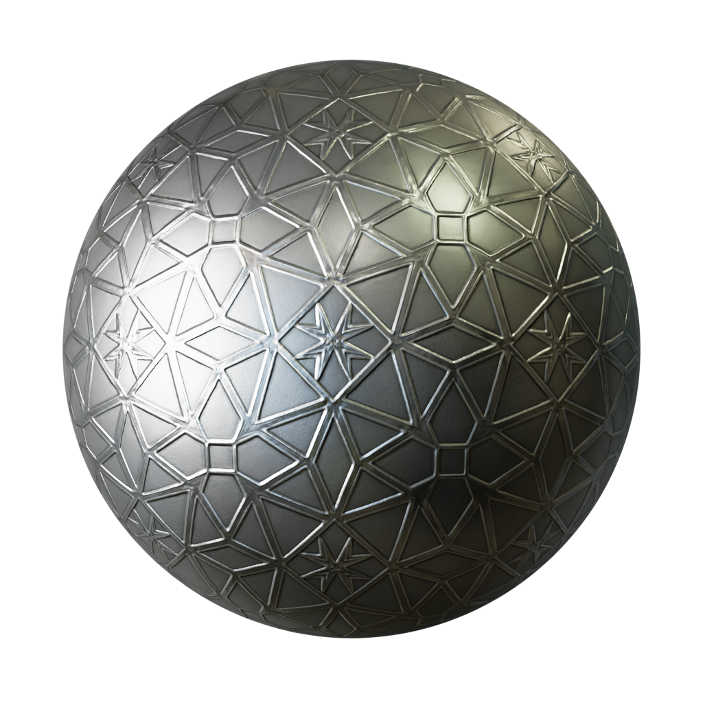 Geometric Silver Engraved Pattern | FREE metal materials | BlenderKit