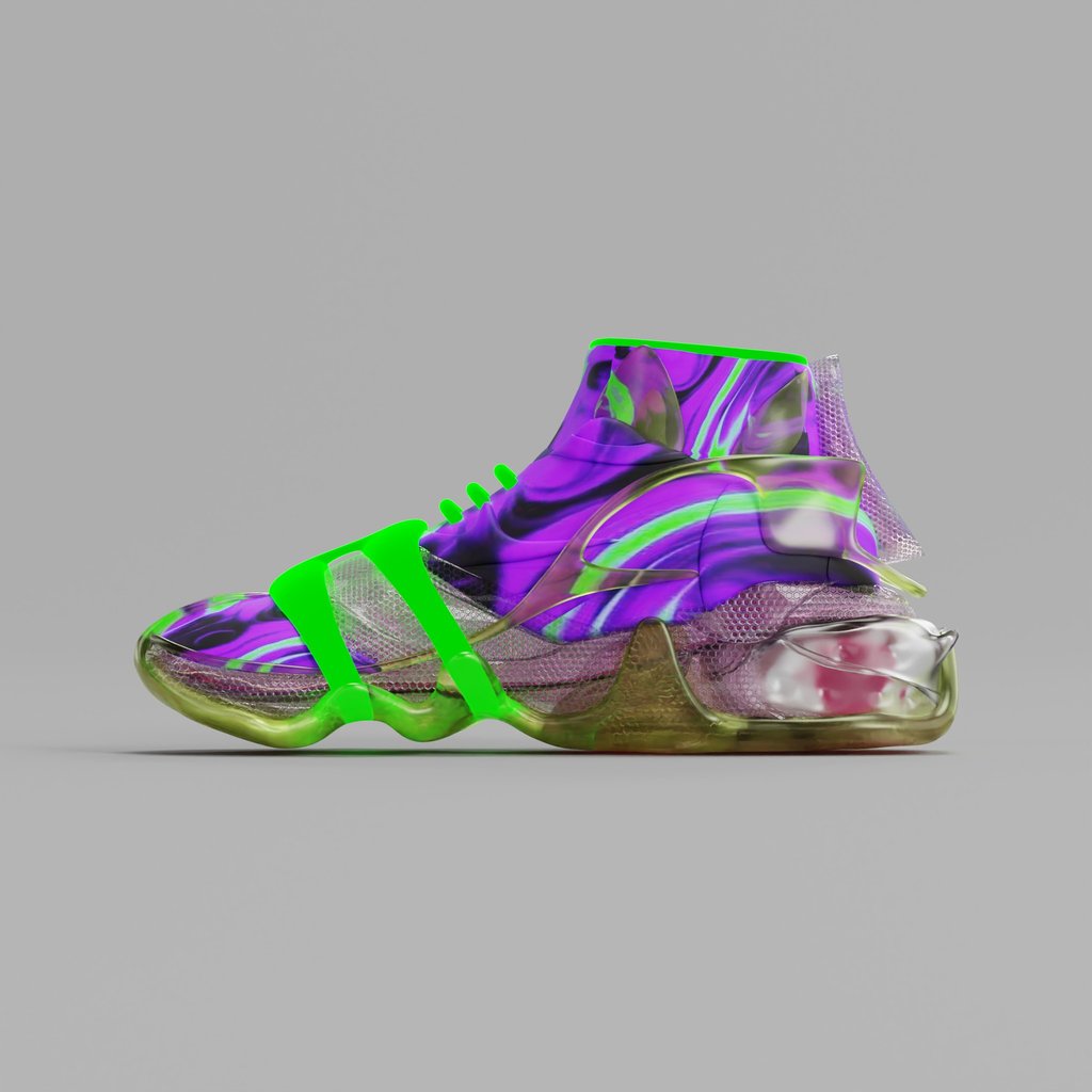 Purple-green sneakers | Footwear models | BlenderKit