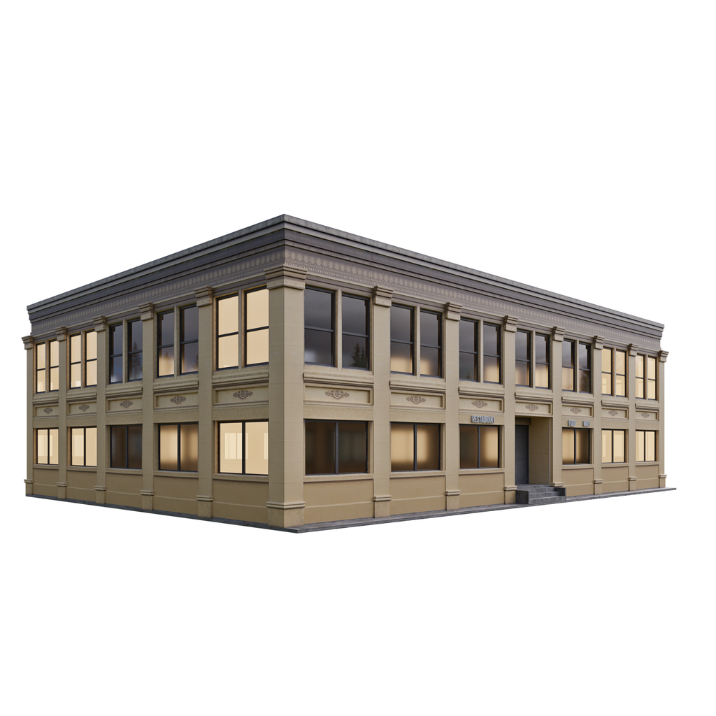 Low Poly Modular Building 2 | Commercial Buildings models | BlenderKit