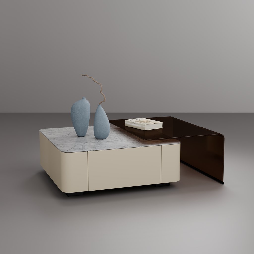 Coffee Table with Glass & Marble Top | Tables models | BlenderKit