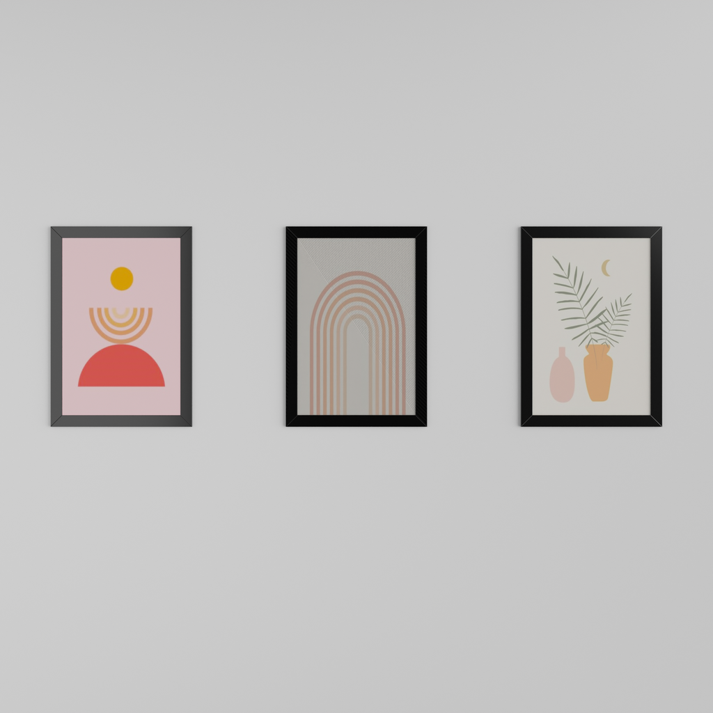 Boho Art Photoframe set 3 | Decorative Pictures models | BlenderKit