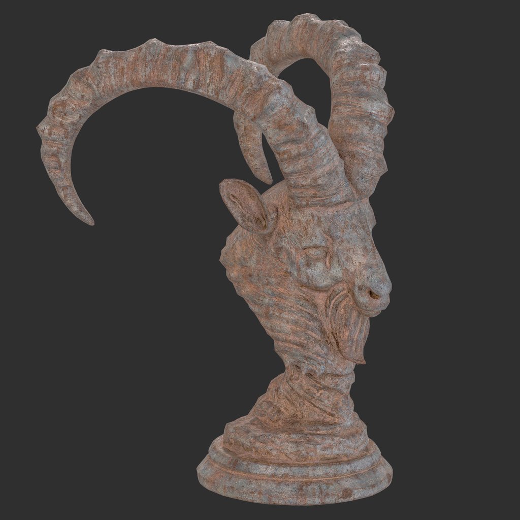 Goat bust rusted statue | Interior Sculptures models | BlenderKit
