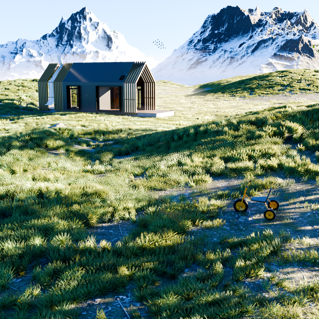BlenderKit | Download the Mountain Nature Cabin scene