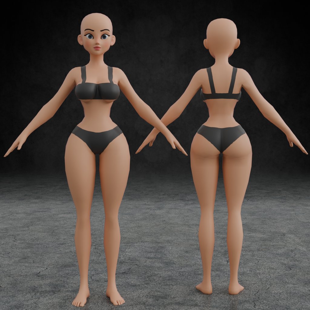 Rigged Girl Basemesh | FREE Women models | BlenderKit
