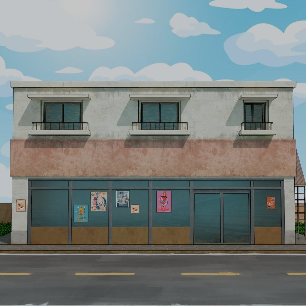 Stylized shop | FREE Commercial Buildings models | BlenderKit
