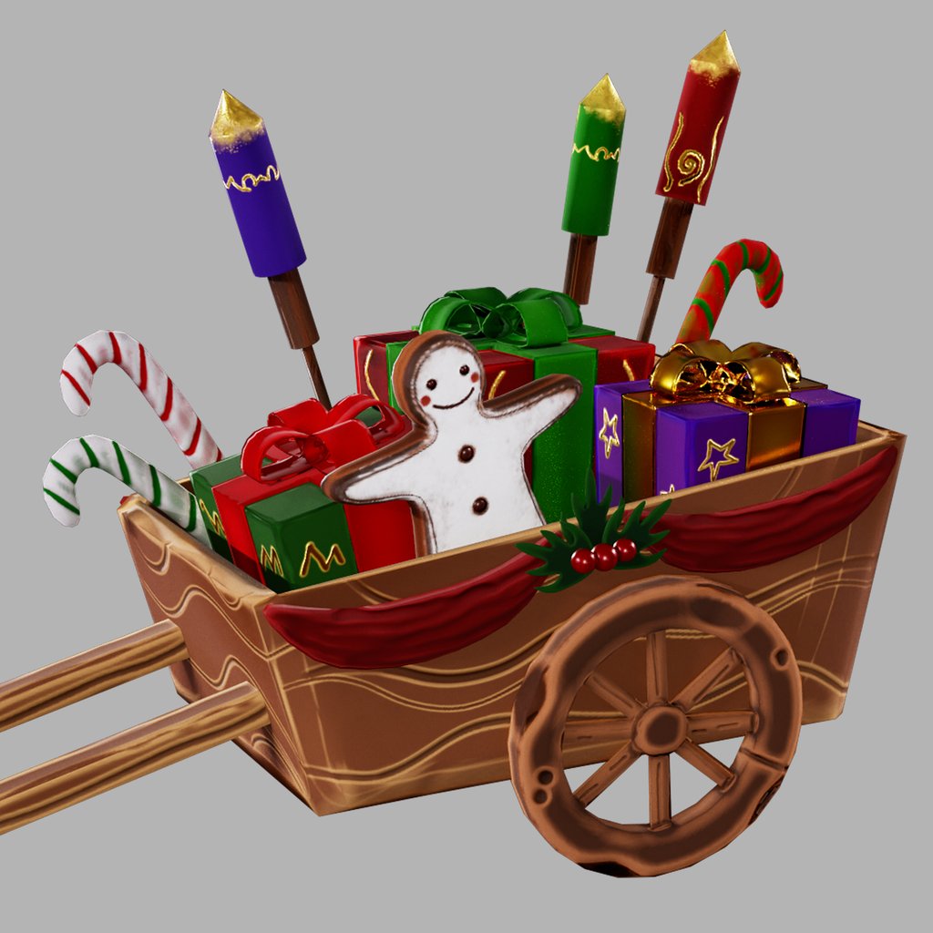 New Year cart | Holiday Decorations models | BlenderKit